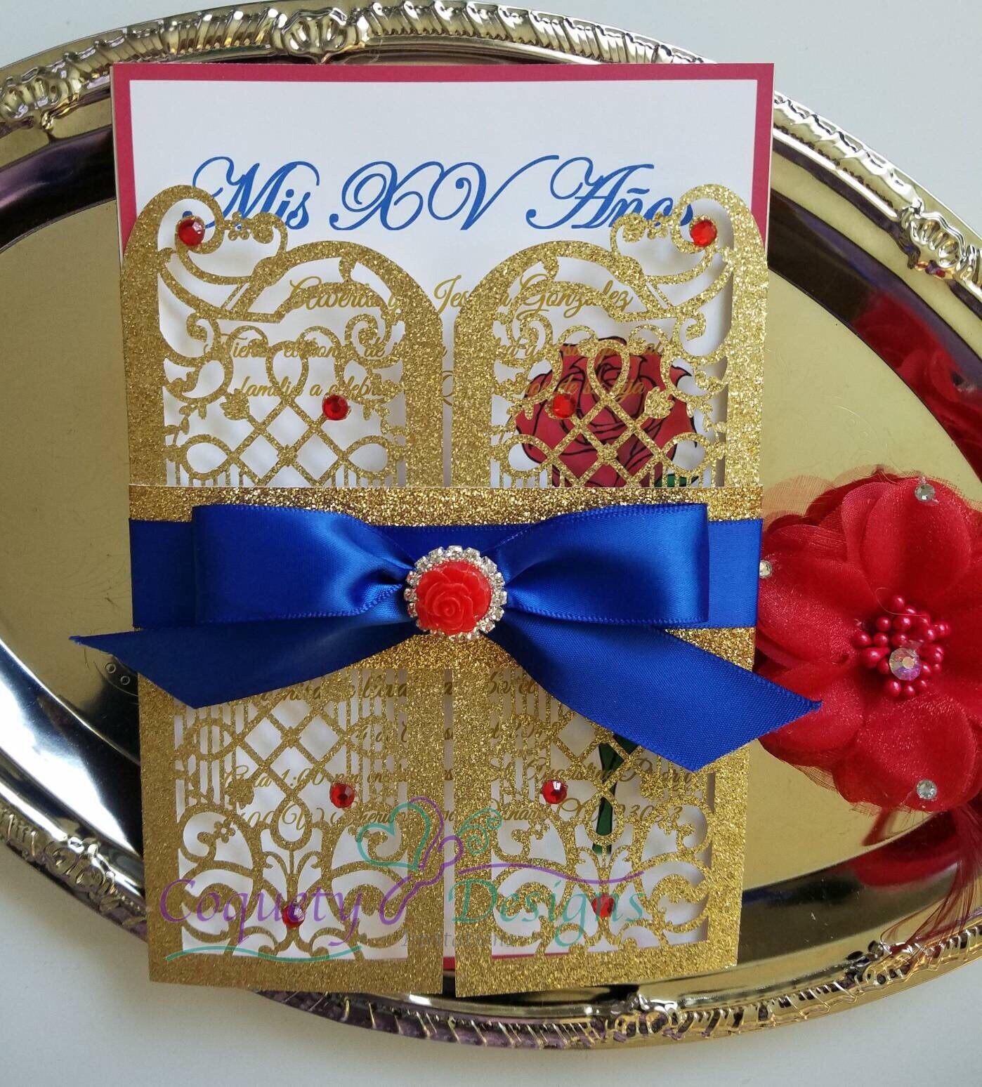 Really Beautiful Glitter Invitation Inspired in the Beauty - Etsy