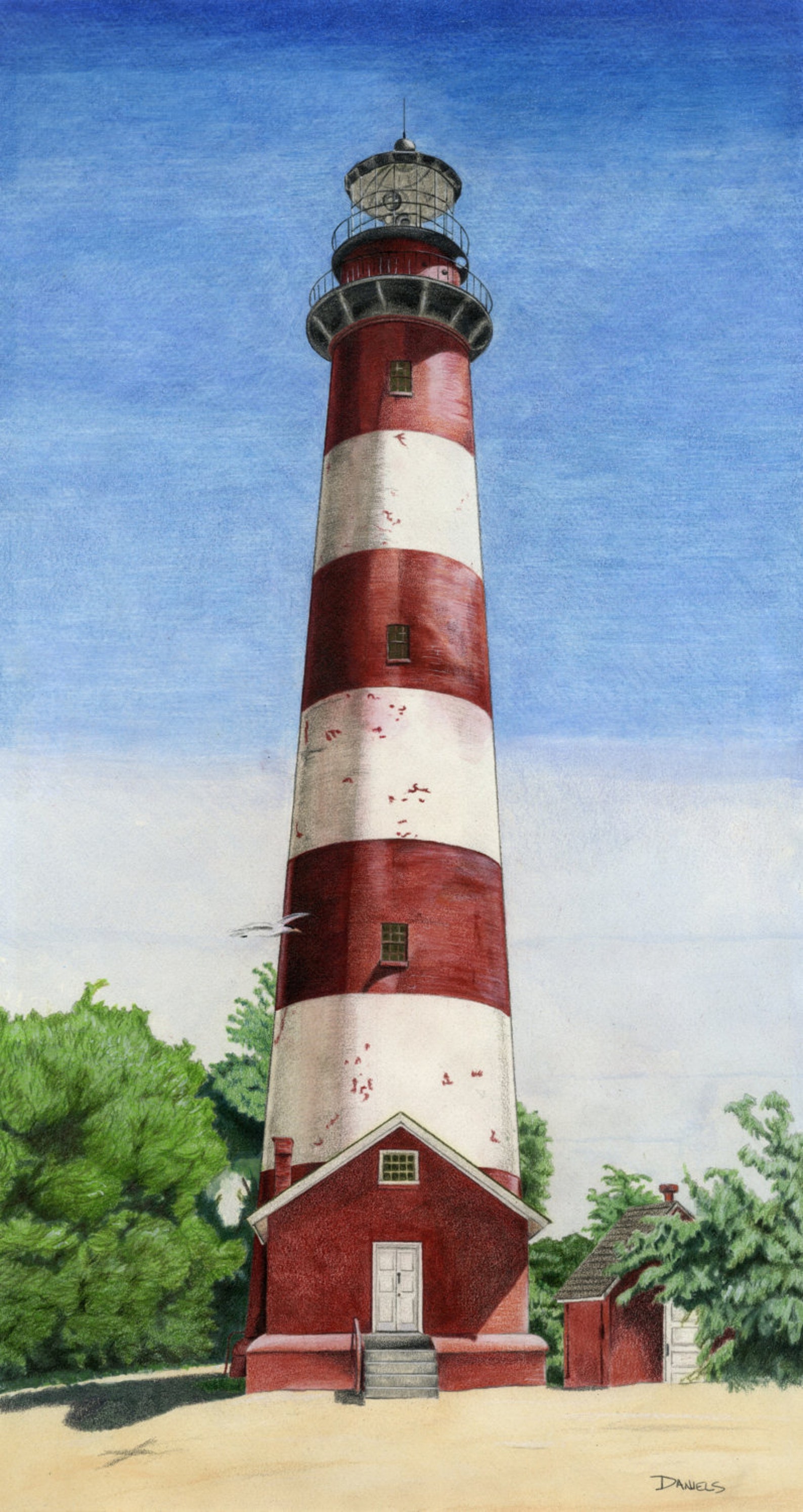 Assateague Lighthouse Painting, Assateague Lighthouse Print, Assateague ...