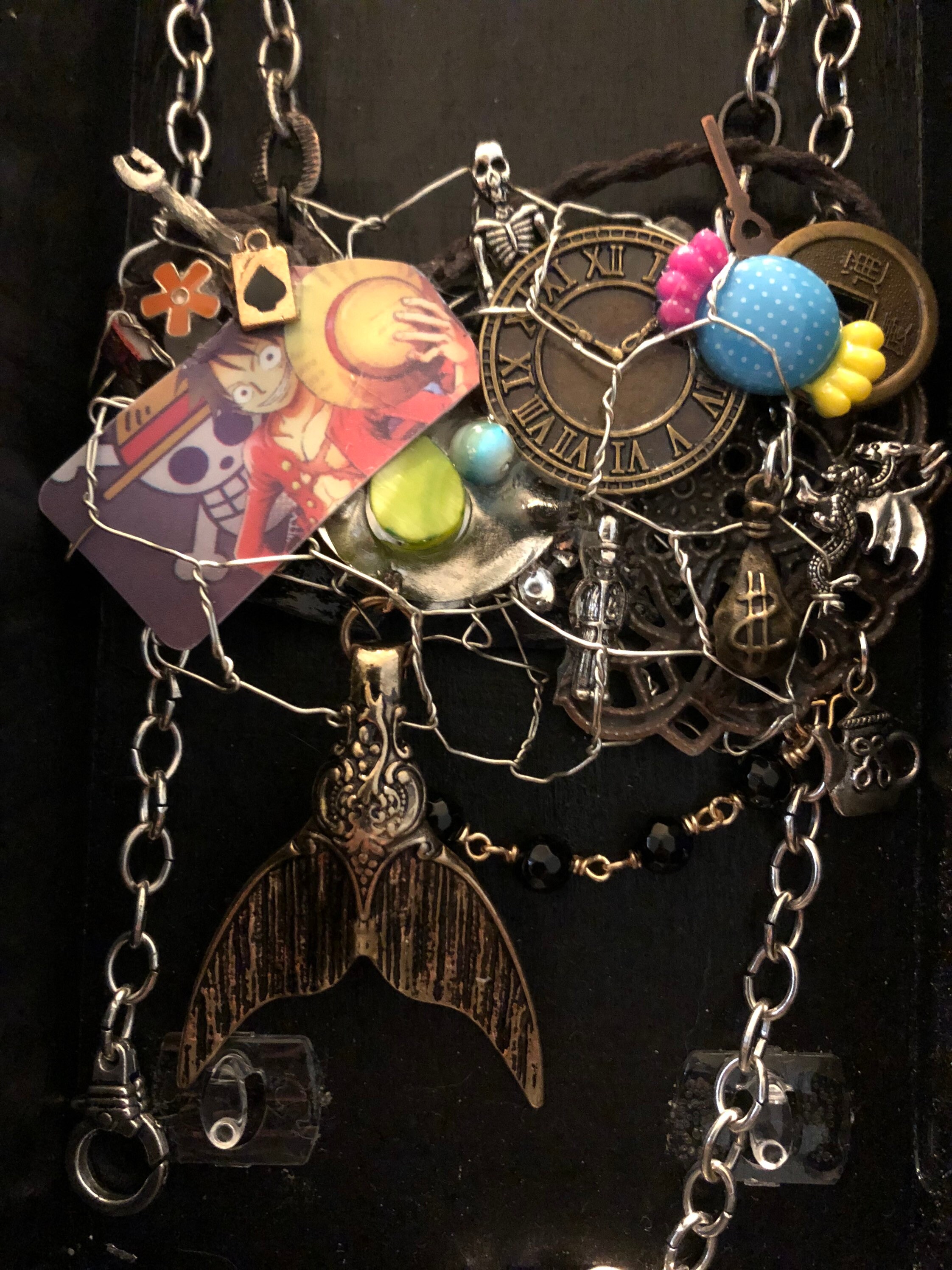 Anime Handmade Steampunk Collage Necklace, Luffy and Friendship One ...