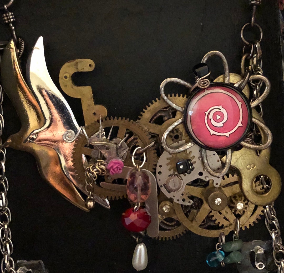 Steampunk Collage Necklace Universe - Etsy