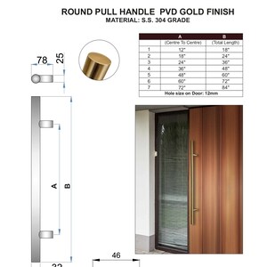 Door Pull Long Handle, Entry Door Handle 18 Round H Shape, Stainless ...