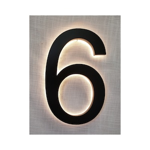 Modern LED Backlit Stainless Steel House Number 6, Custom Outdoor ...