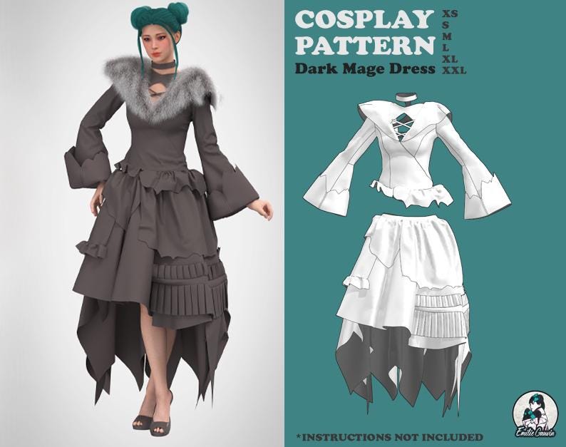 DIGITAL FILE | Dark Mage Dress PDF Pattern (sizes Xs-m) - Etsy