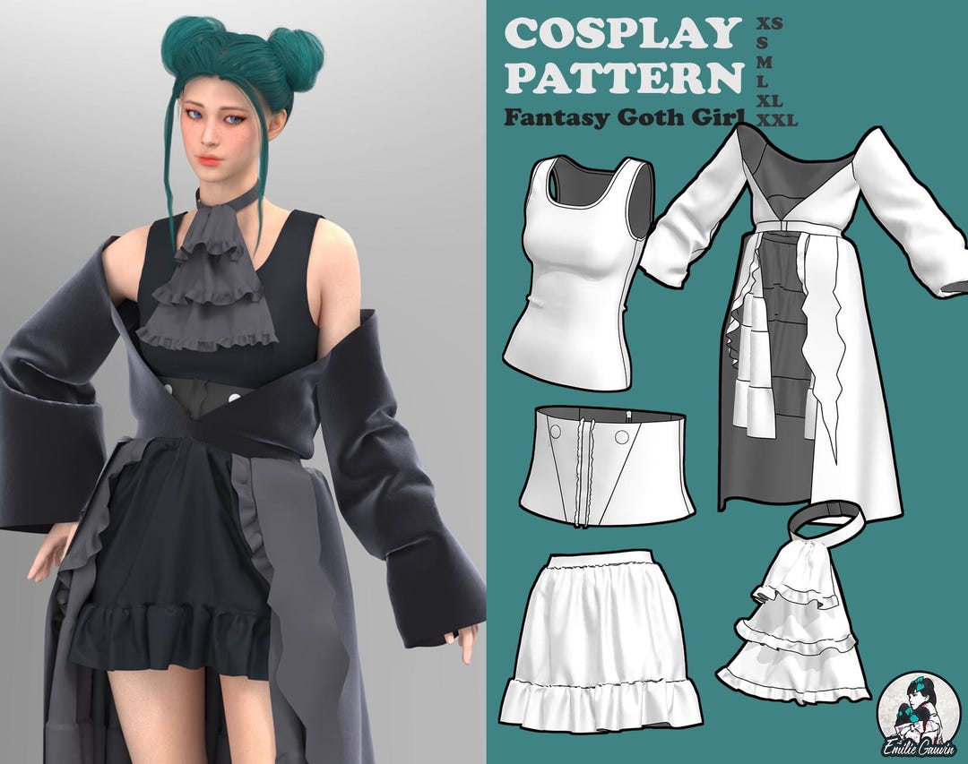 DIGITAL FILE | Gaia Fantasy Goth Girl PDF Pattern (sizes S-l) - Etsy