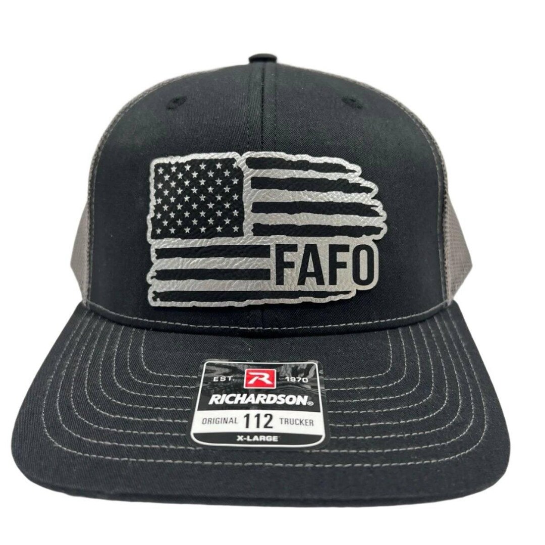 FAFO American Flag Hat Engraved Leatherette Patch on Richardson 112 Trucker Hat - Etsy