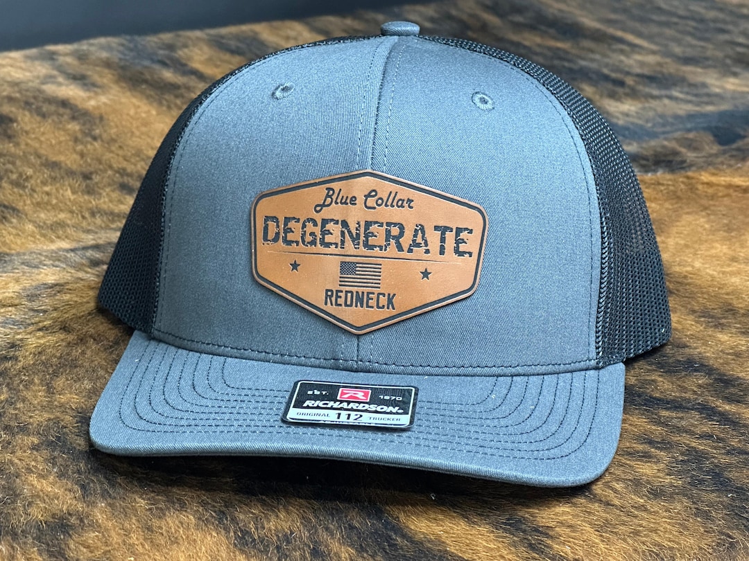 Blue Collar Degenerate Redneck Hat With Leather Patch Unisex Adult Genx ...
