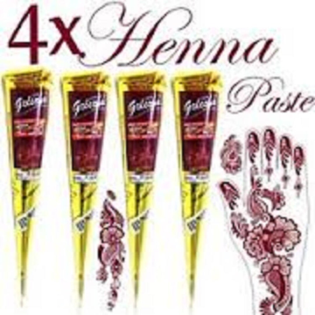 4 X Quality Dark Red Henna Cones Temporary Tattoo Body Art Mehendi Ink ...