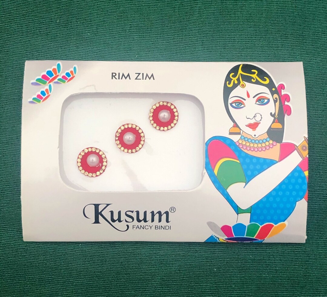 1 Pack Luxury Bindi Red With Gold Color Rhinestones Indian Bindi Self ...