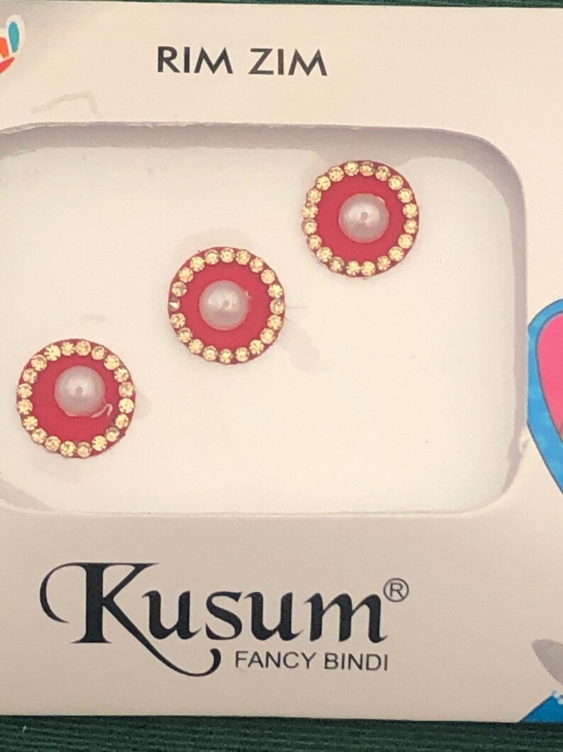 1 Pack Luxury Bindi Red With Gold Color Rhinestones Indian Bindi Self ...