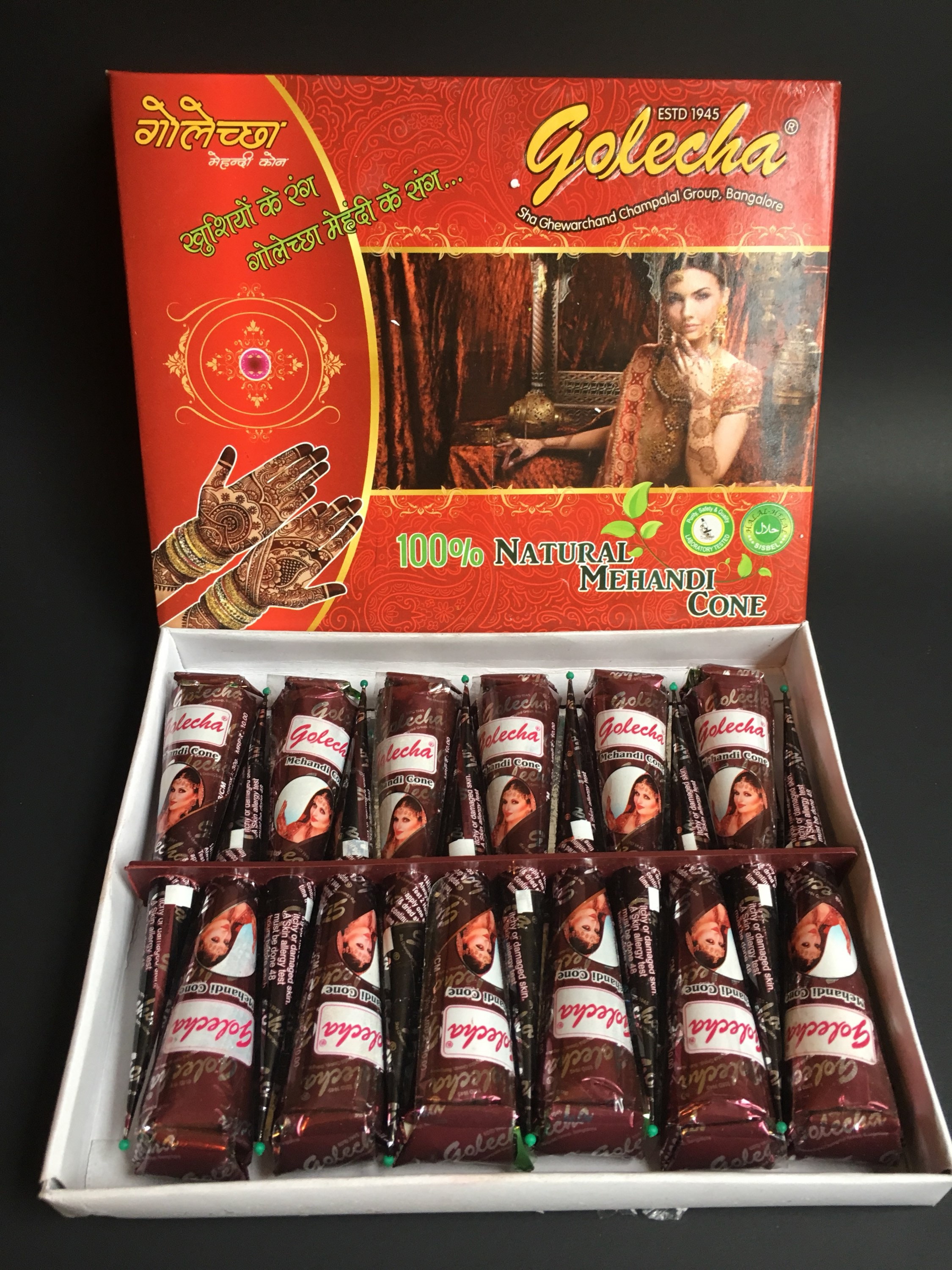 12 Golecha Natural Brown Henna Cones Temporary Tattoo Body Art | Etsy