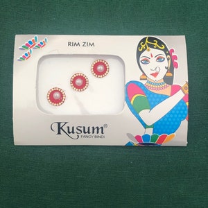 1 Pack Luxury Bindi Red With Gold Color Rhinestones Indian Bindi Self ...