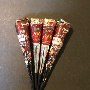 2 Golecha Cherry Red 2 Brown Henna Cones Temporary Tattoo Body Art Ink ...