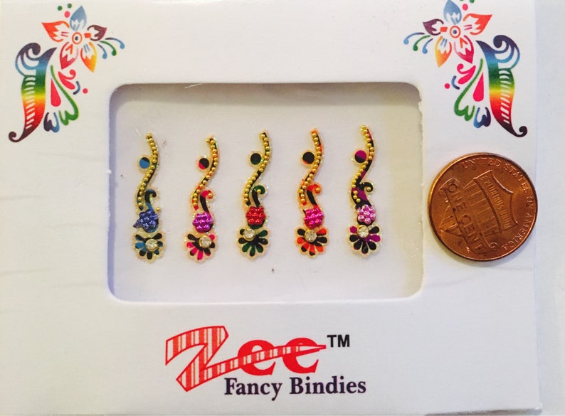 5 Pcs Fancy Multicolored Gold Temporary Forehead Sticker | Etsy