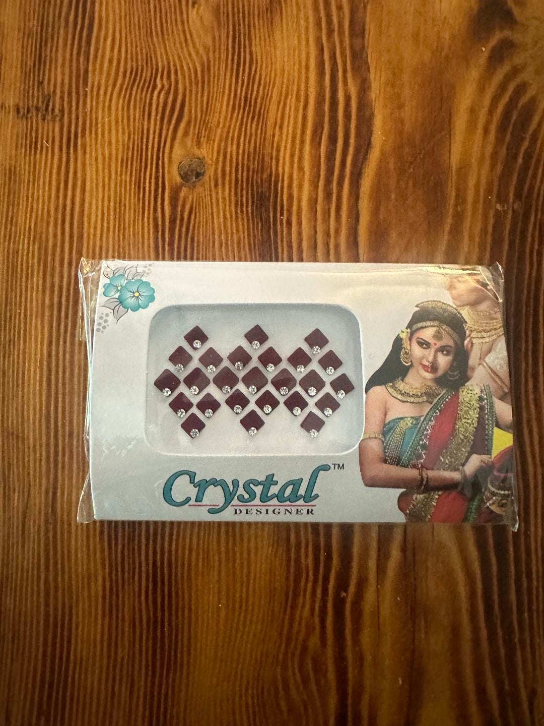 1 Pack Maroon Color Diamond Crystal Indian Bindi Temporary Forehead ...