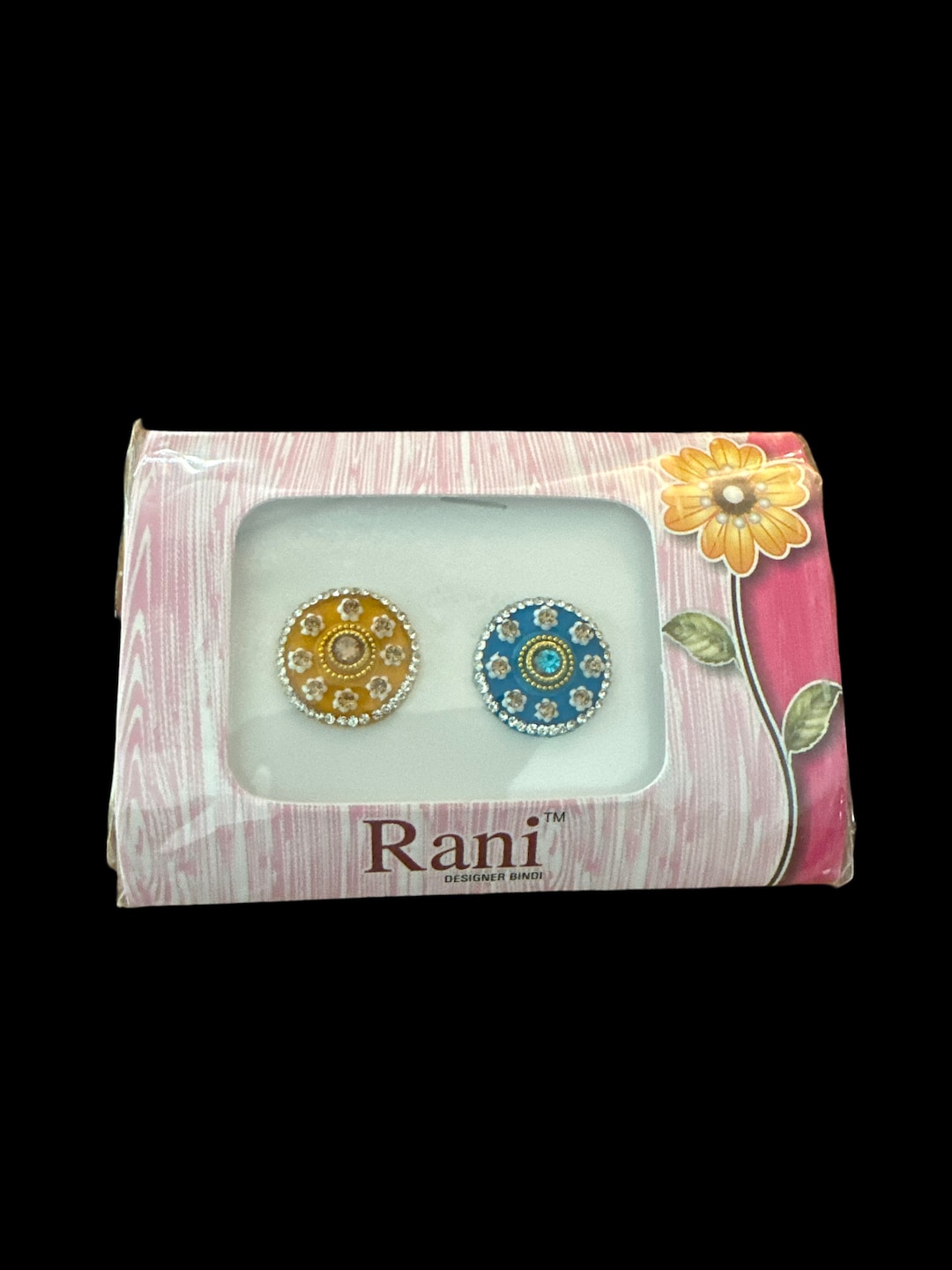 1 Pack Luxury Bridal Indian Bindi Yellow Blue Color Temporary Forehead ...