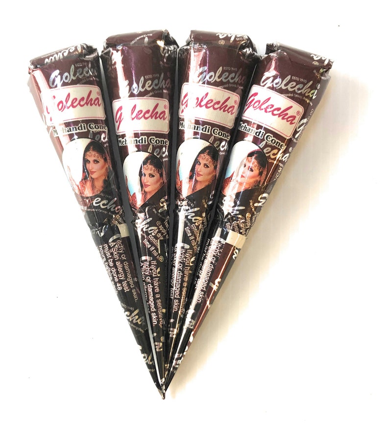 4 X Golecha Natural Brown Henna Cones Temporary Tattoo Body Art Ink - Etsy