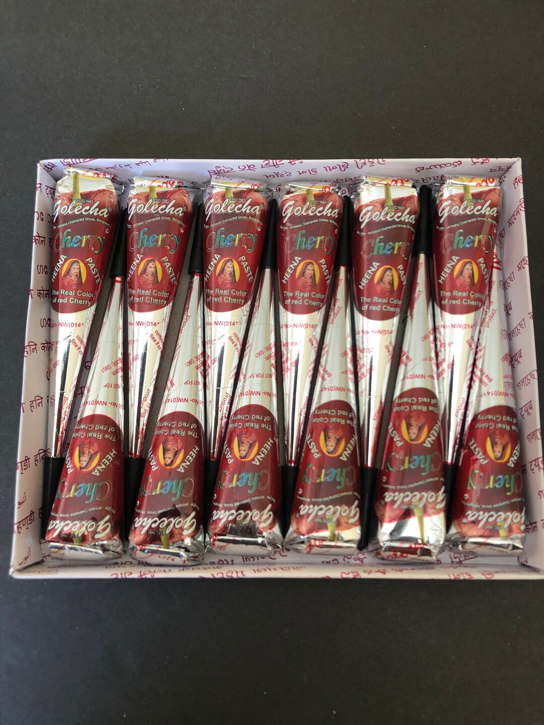 12 Golecha Cherry Red Henna Cones Temporary Tattoo Ink USA - Etsy Polska