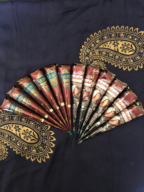 6 Kaveri Natural Brown 6 Golecha Brown Henna Cones Temporal | Etsy