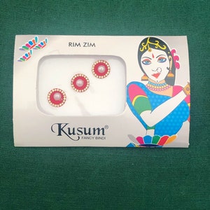 1 Pack Luxury Bindi Red With Gold Color Rhinestones Indian Bindi Self ...