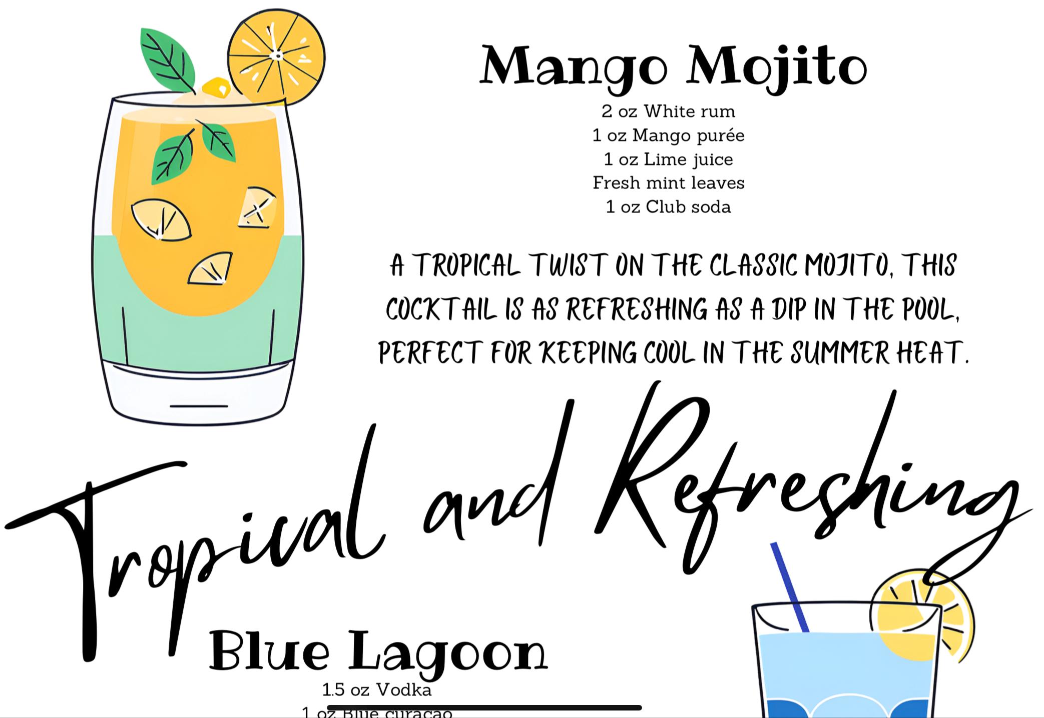Printable Summer Pool Party Cocktail Menu, Tropical Cocktails ...