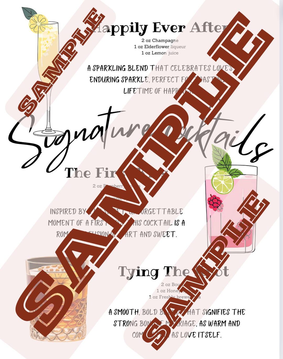 Cocktail Recipes Pdf,printable Cocktail Menu,drink Recipe Cards,party ...