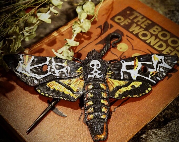 Death Head Moth Custom Leather Hair Slide Hair Pin - Etsy