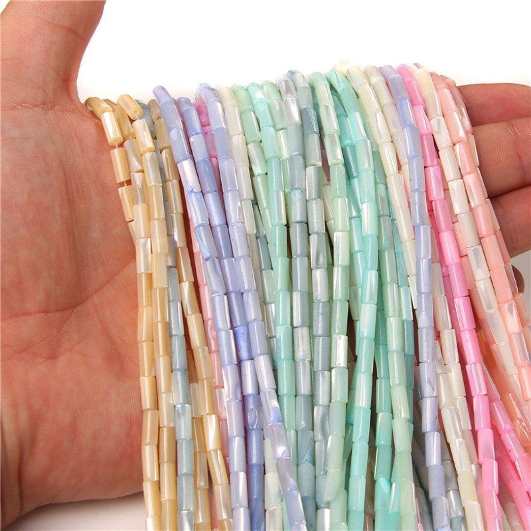 4*8mm Colorful Natural Shell Tube Beads MOP Dyed Heishi Mother of Pearl ...