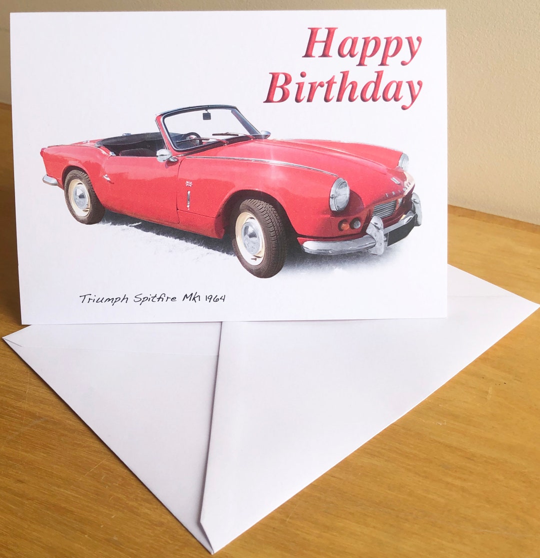 Triumph Spitfire Mk1 1964 - 5 X 7in Happy Birthday, Happy Anniversary ...