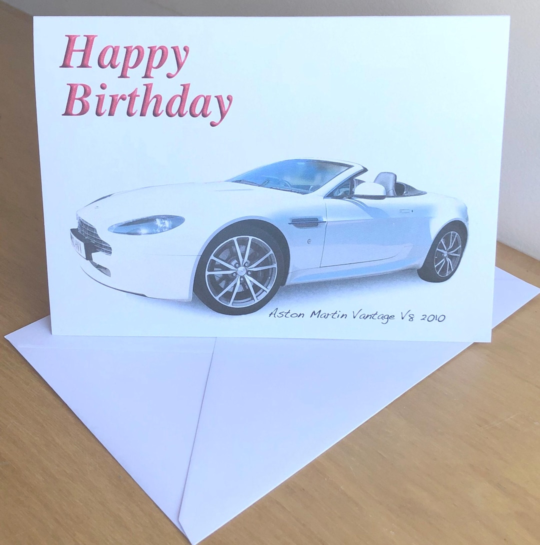 Aston Martin Vantage V8 2010 - 5x7in Happy Birthday, Happy Anniversary ...