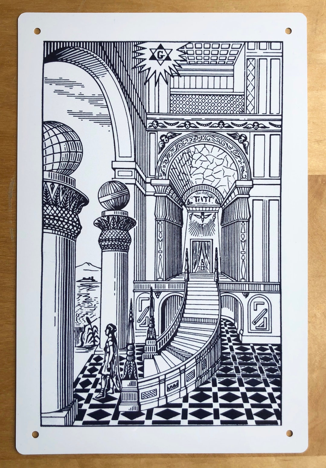 Masonic - Second Degree Tracing Board (portable) - Metal Plaque 300 X ...