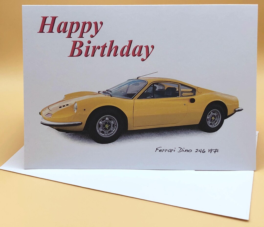 Ferrari 246 Dino 1971 5 X 7in Happy Birthday, Happy Anniversary, Happy ...