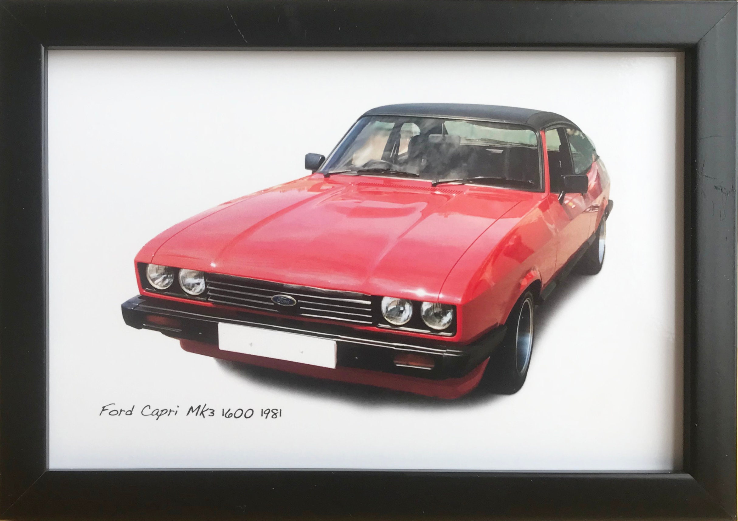 Ford Capri Mk3 1600 1981 (red) - Photograph (4 X 6in) in Either a Black ...