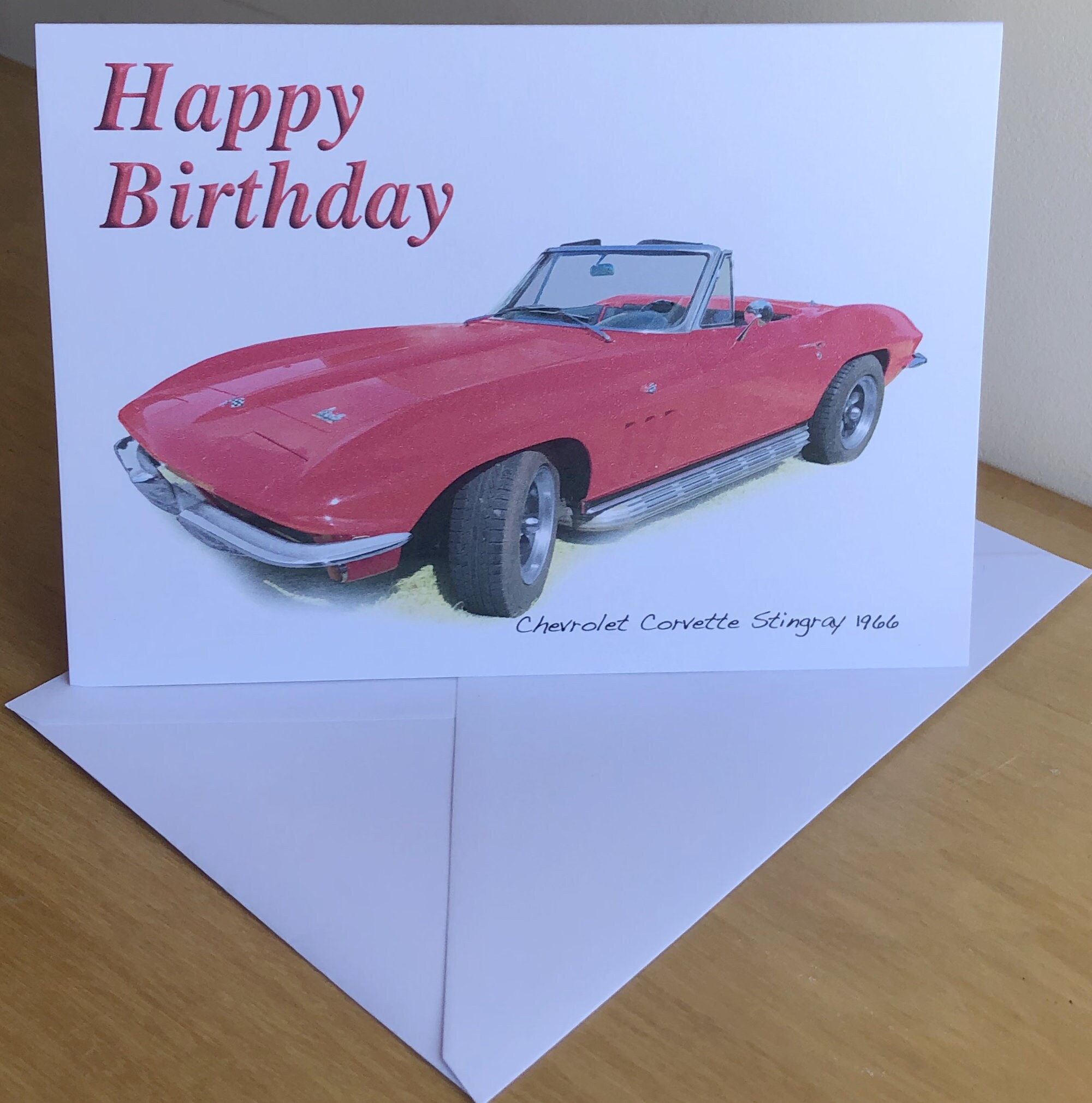 Chevrolet Corvette Stingray 1966 5 X 7in Happy Birthday - Etsy