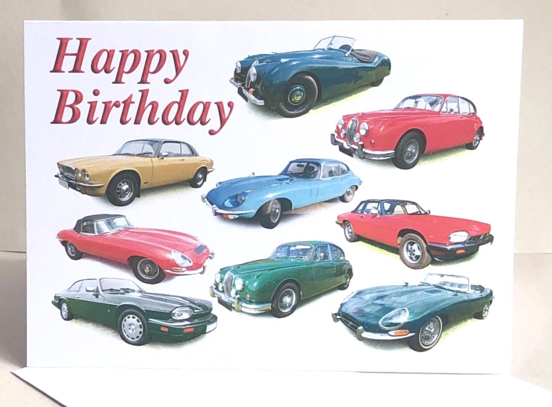 Jaguar Classic Cars - 5x7in Greeting Card - Happy Birthday, Happy ...
