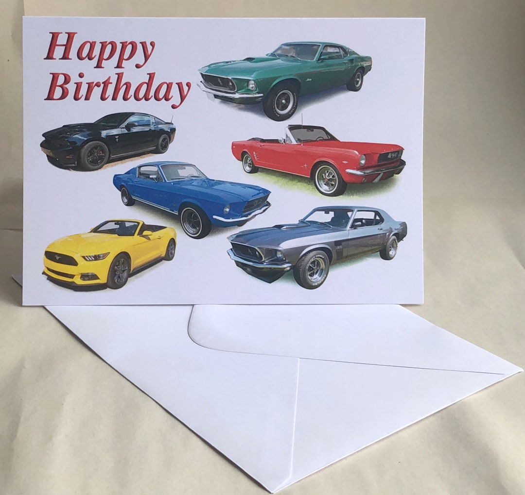 Ford Mustang American Cars - 5 X 7in Happy Birthday, Happy Anniversary ...