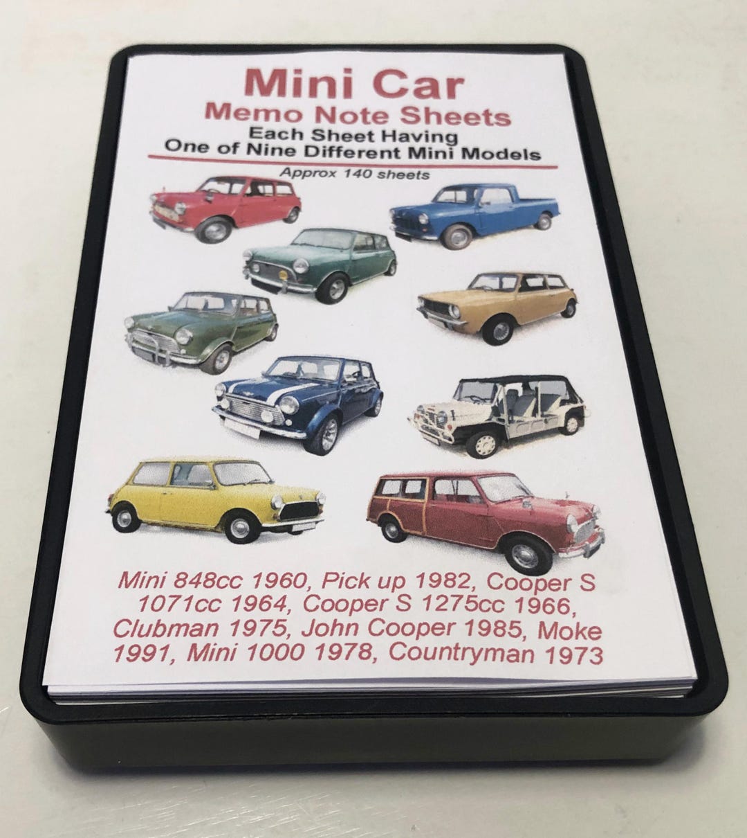 Mini Car Memo Note Sheets in a Tray - 1 of 9 Different Minis on Each ...