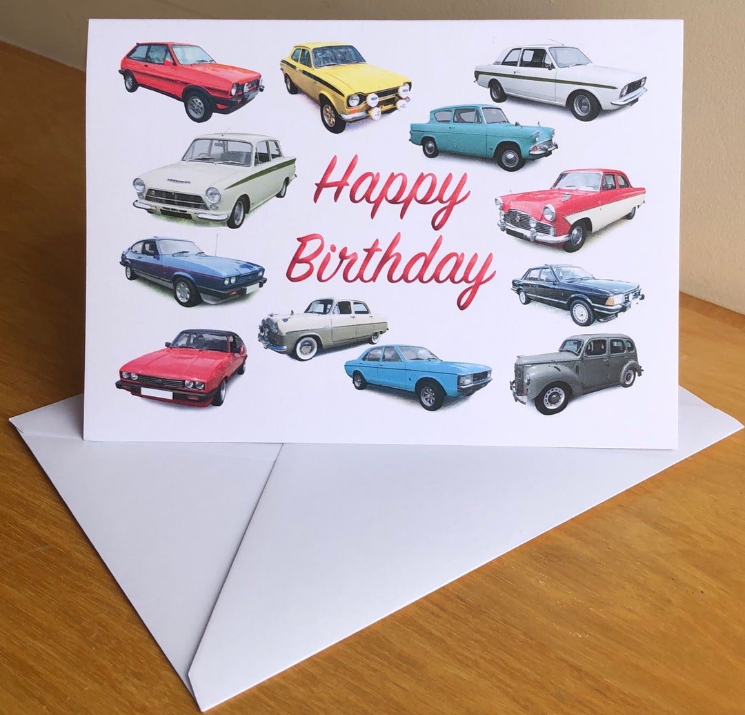 Ford Classic Cars - 5 X 7in Happy Birthday, Happy Anniversary, Happy ...