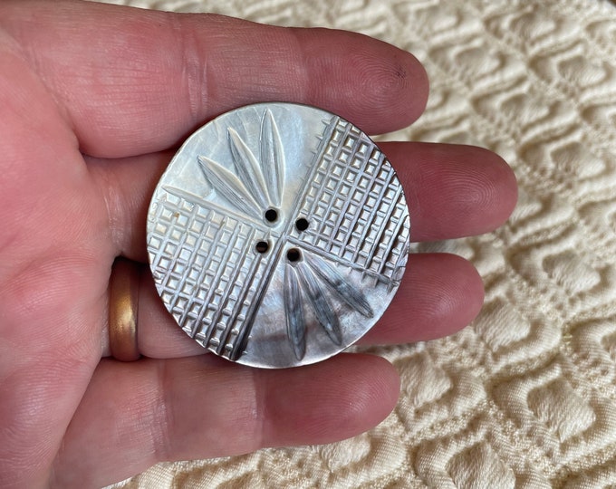 Extra Large Antique Carved Shell Button - Etsy