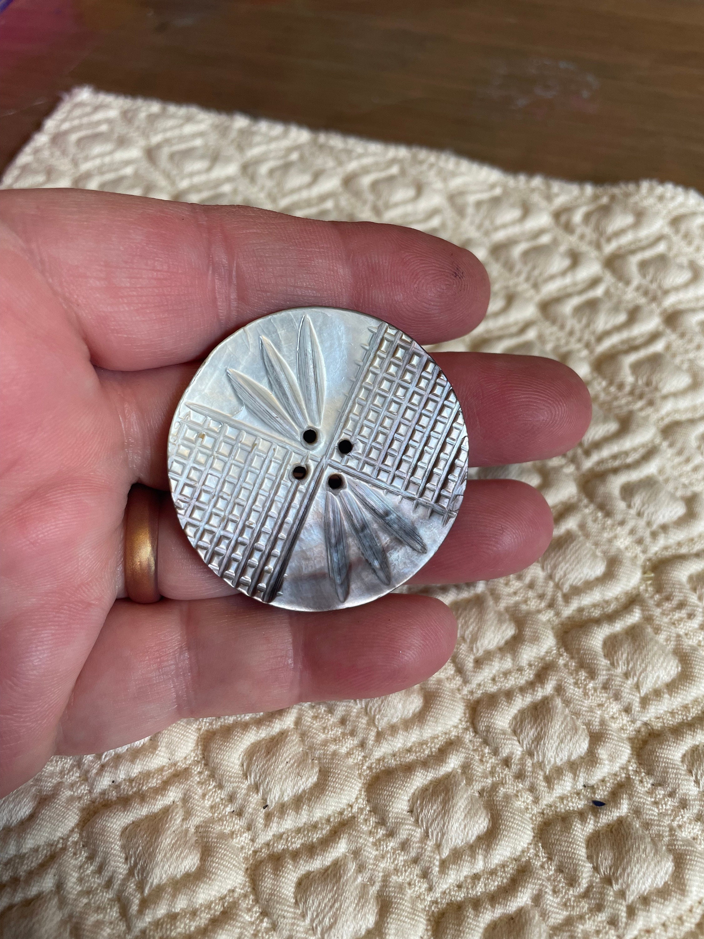 Extra Large Antique Carved Shell Button - Etsy