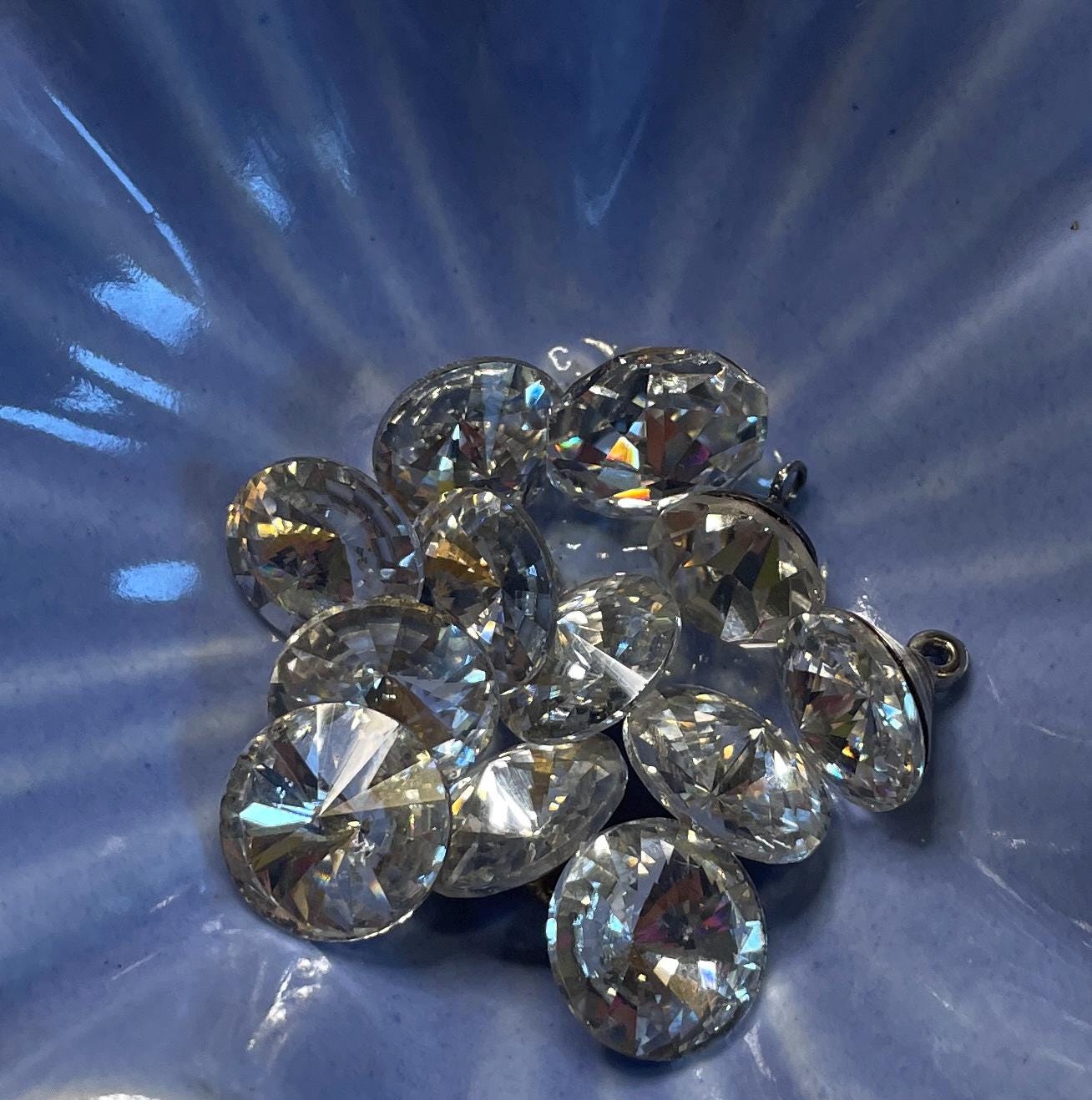 12 Crystal Drop Buttons - Etsy