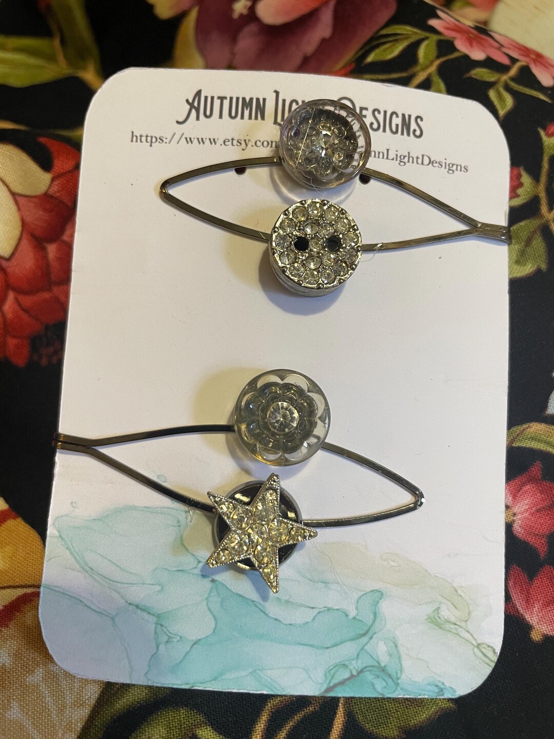 Vintage Button Hair Slides - Etsy