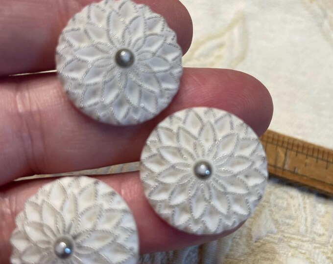 Vintage White Glass Buttons - Etsy