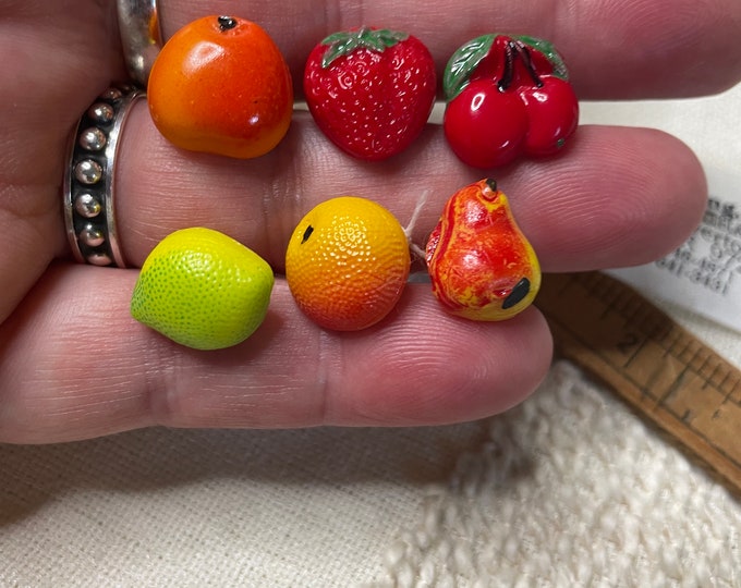Glass Fruit Buttons Set of 6 - Etsy