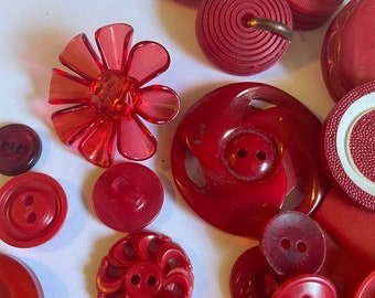 Lot of 5 Vintage 1950s Unused Clear Red Plastic Buttons for Your Sewing/decoration Prodjects - Etsy