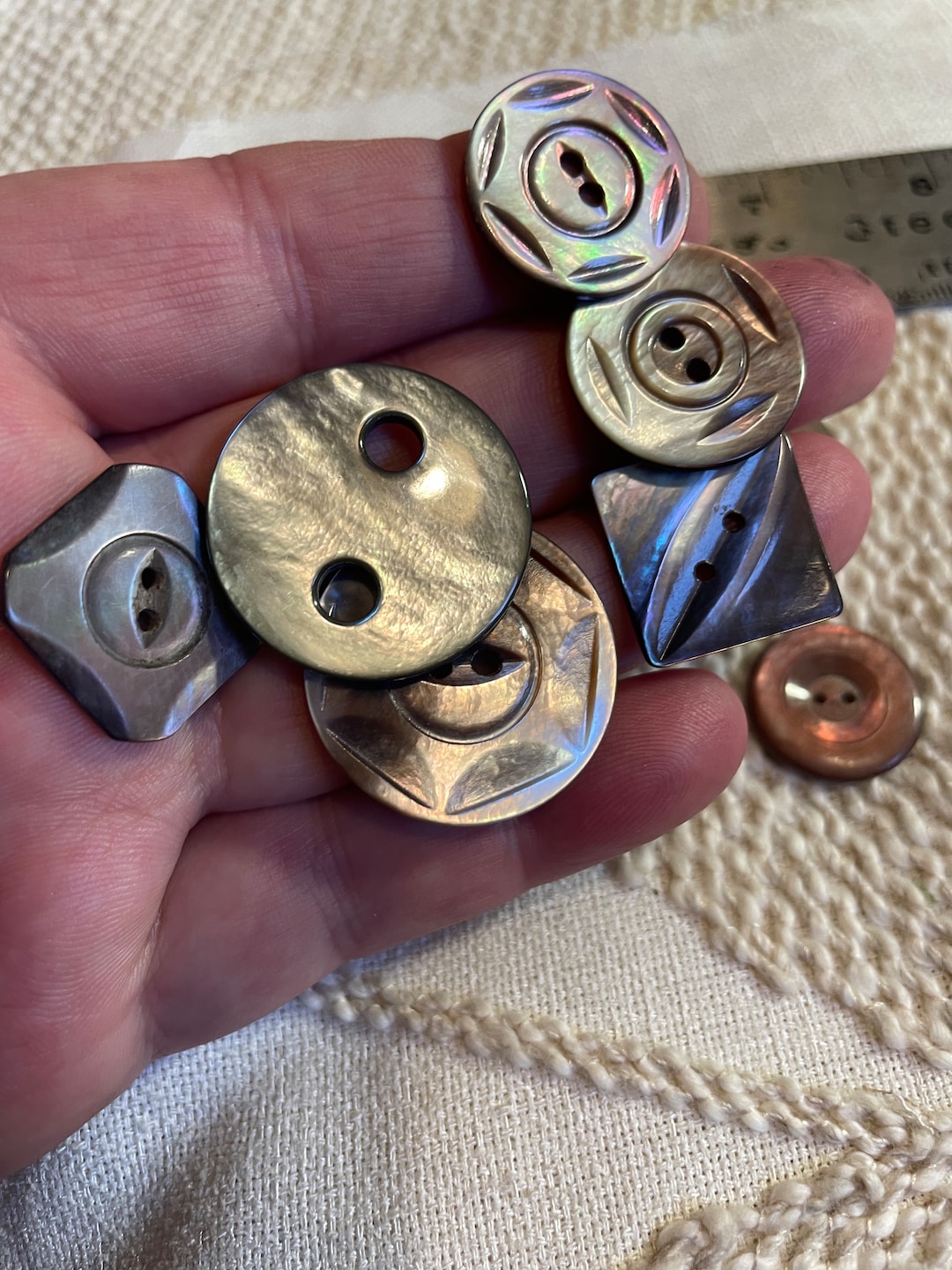 Smoky Antique MOP Buttons Lot of 9 - Etsy