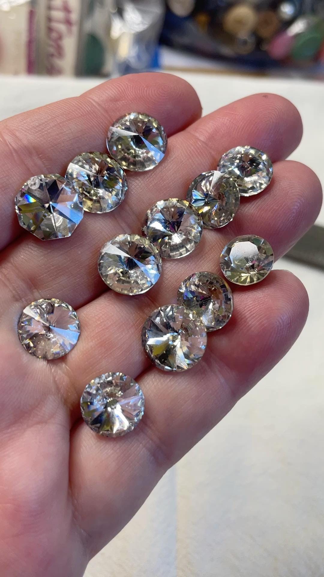 12 Crystal Drop Buttons - Etsy