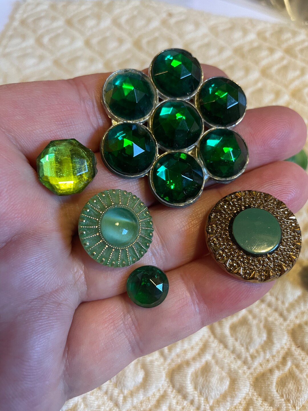 Vintage Green Glass Buttons - Etsy