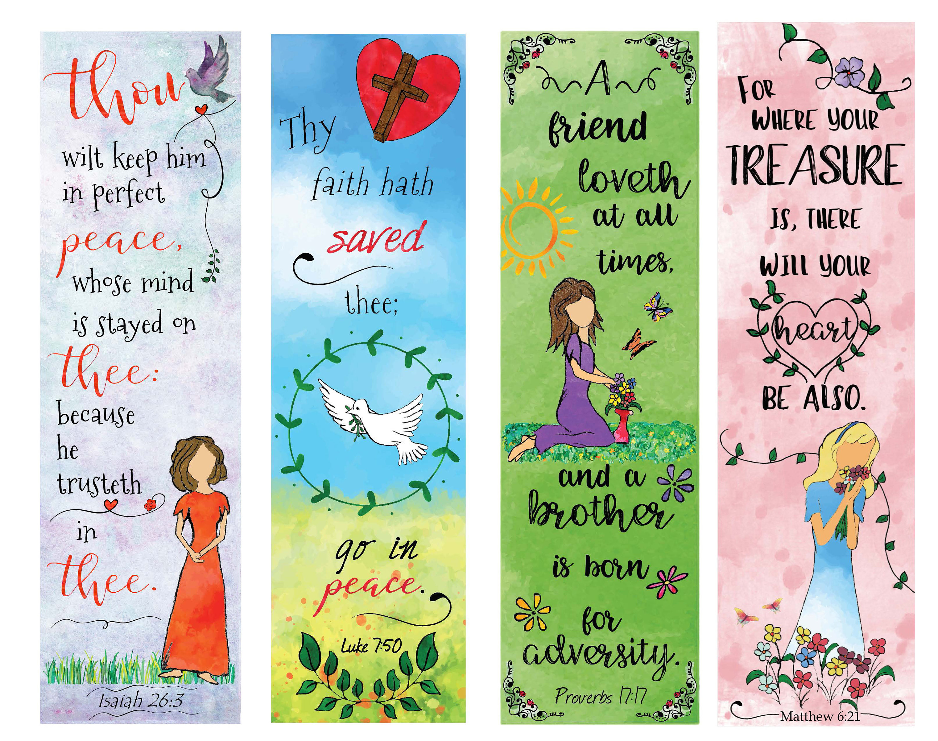 Bible Verse Bookmarks on Peace and Love DIY Full Color Print and Cut - Etsy