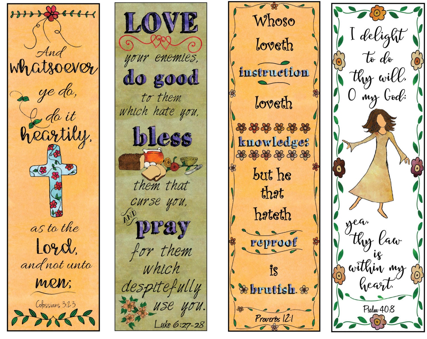 Bible Verse Bookmarks on the Christian Life DIY Full Color Print and ...