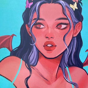 Demon Girl Portrait Medium Print - Etsy